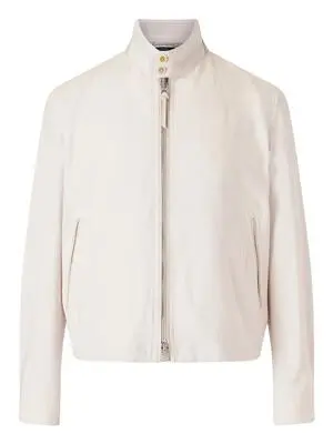 TOM FORD Leather-trimmed Virgin Wool, Cashmere, And Silk-blend Jacket - White