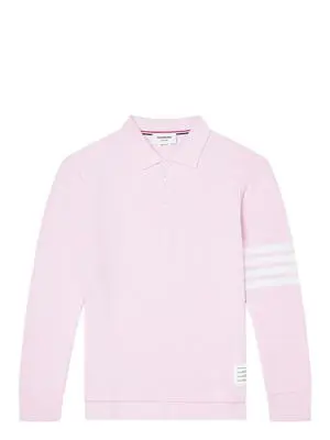 Thom Browne Striped Cotton-piqué Polo Shirt - Pink