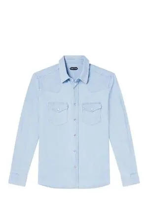 TOM FORD Cotton-chambray Shirt - Blue