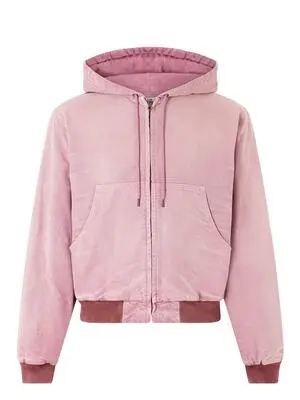 Auralee Garment-dyed Cotton-canvas Zip-up Hooded Jacket - Pink