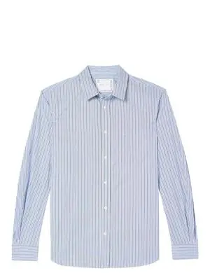 Sacai Striped Cotton-poplin Shirt - Blue
