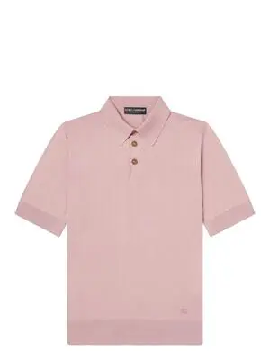Dolce & Gabbana Logo-embroidered Silk Polo Shirt - Pink