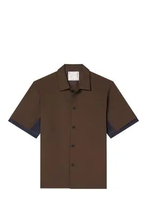 Sacai Denim-trimmed Woven Shirt - Brown