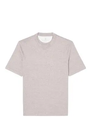 Brunello Cucinelli Slub Linen And Cotton-blend Jersey T-shirt - Brown