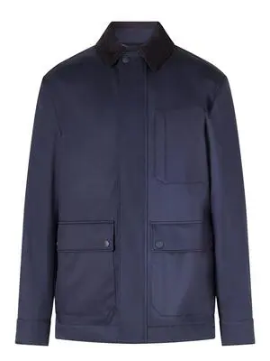Canali Suede-trimmed Shell Field Jacket - Blue