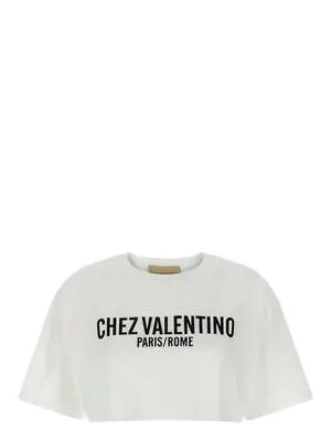 Valentino Garavani Printed Cropped T-shirt - White