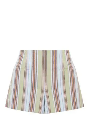 Faithfull The Brand Aurora Striped Cotton And Linen-blend Shorts - Blue
