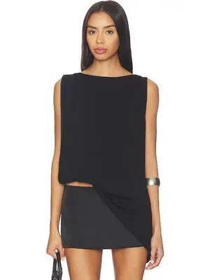 Superdown Asymmetrical Knot Detail Top - Black