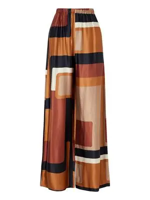Faithfull The Brand Jensen Printed Satin Wide-leg Pants - Brown