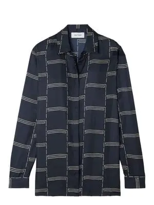 Matteau Printed Silk-Twill Shirt Navy