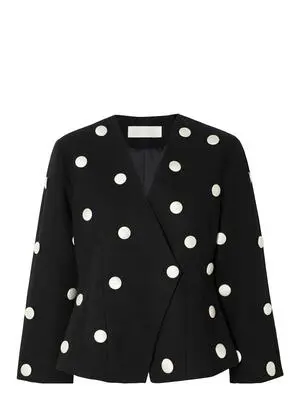 DESTREE Aloise Polka-dot Cotton-faille Blazer - Black