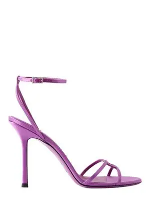 JIMMY CHOO Leo 100 Satin Sandals - Purple