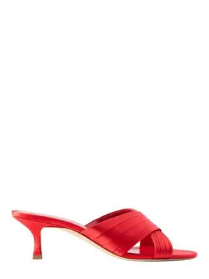 Manolo Blahnik Viera 50 Satin Mules - Red