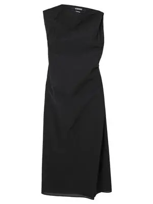 Jacquemus Drapeado Draped Cotton-blend Gauze Midi Dress - Black