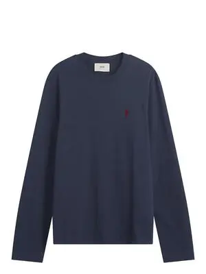 Ami Red De Coeur Long Sleeve T-shirt - Bleu Nuit