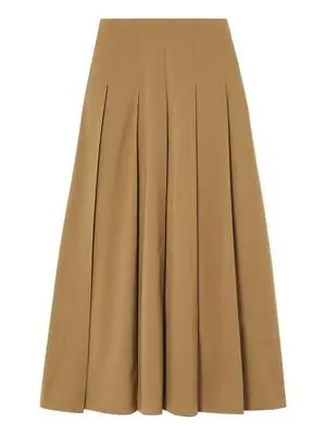 RÓHE RÓHE Pleated Wool-Blend Twill Midi Skirt Light Brown