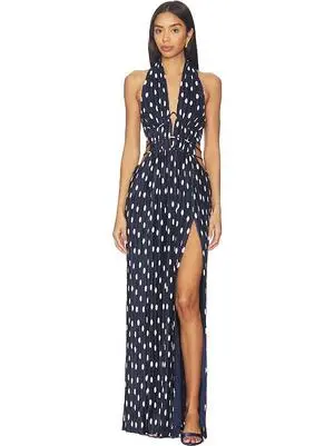 Cult Gaia Aashvi Maxi Dress - Small Dot Deep Lake