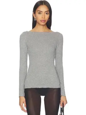 AYA MUSE Boatneck Long Sleeve Tee - Gray