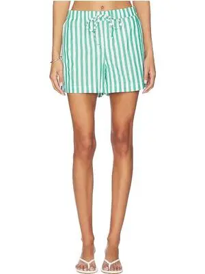 Hunza G Cabana Stripe Embroidered Shorts - Emerald