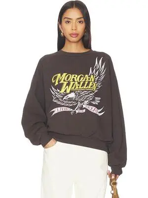 Daydreamer Morgan Wallen Classic Eagle Oversized Crew Sweatshirt - Washed Black