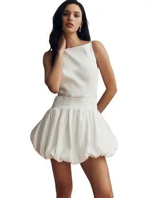 Retrofete Isolde Open-back Bubble Mini Dress - White