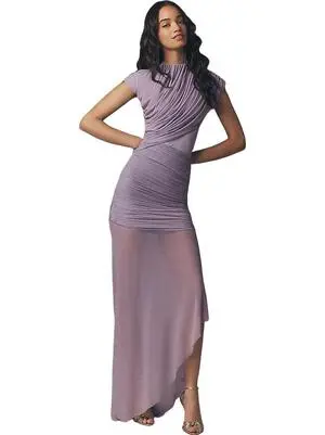 DEME BY GABRIELLA Ruched Cape Maxi Dress - Periwinkle