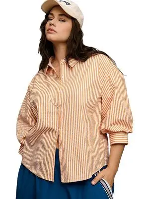 English Factory Striped Buttondown Shirt - Orange Stripe