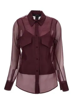 Federica Tosi Silk Organza Button-up Shirt - Red