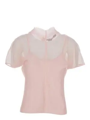 Federica Tosi Silk Organza Blouse With Top - Rose