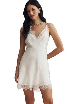 Bhldn Lace Wrap V-neck Mini Dress - Ivory