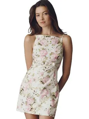 BHLDN Printed Square-Neck Mini Dress