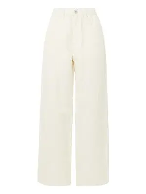 Brunello Cucinelli Bead-embellished Cotton And Linen-blend Wide-leg Pants - White