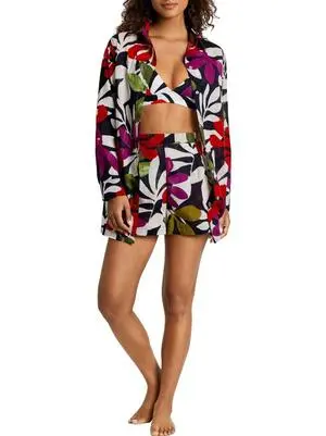 Ralph Lauren Button-up Shirt & Shorts Set - White Multi