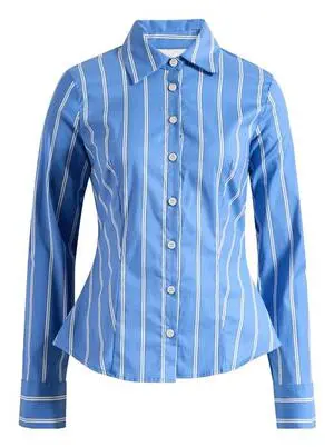 REFORMATION Raya Fitted Organic Cotton Shirt - Lake Stripe