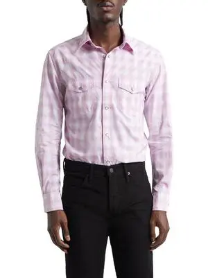 TOM FORD Slim Fit Check Western Shirt - White/pink