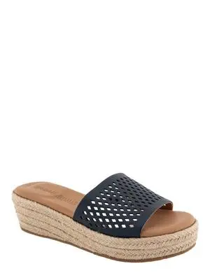 Gentle Souls Vandy Perforated Platform Slide Sandal - Indigo Leather