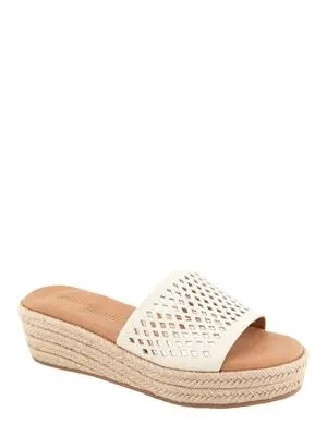 Gentle Souls Vandy Perforated Platform Slide Sandal - Stone Leather