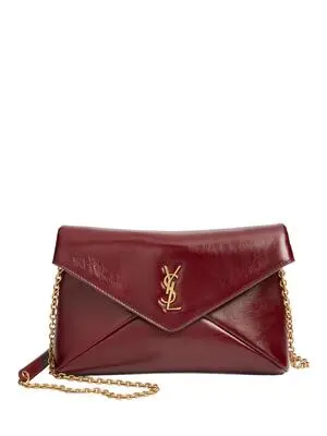 Saint Laurent Small Cassandre Leather Shoulder Bag - Dark Ruby