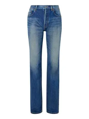 Saint Laurent Cropped High-rise Straight-leg Jeans - Blue