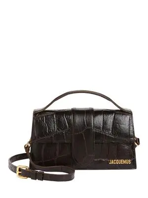 Jacquemus Le Grand Bambino Croc-embossed Leather Crossbody Bag - Dark Brown 880