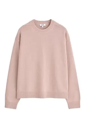 Cos Knitted Cotton Crew-neck Sweater - Pink