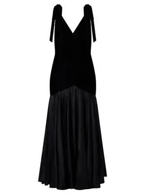 RODARTE Bow-detailed Velvet And Silk-satin Gown - Black