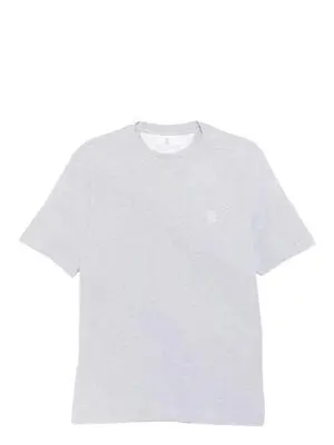 Brunello Cucinelli Ribbed Crew-neck Logo-embroidery T-shirt - Grey