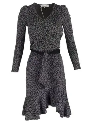 Diane Von Furstenberg Vintage Sienna Leopard-print Wrap Dress - Grey