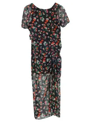 Maje Floral-print Midi Dress - Black