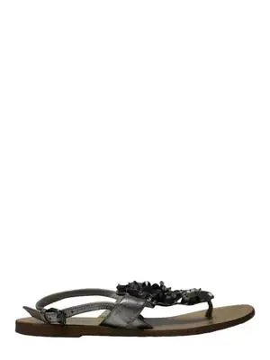 LAVENDER LABEL VERA WANG VINTAGE Rhinestone T-bar Sandals - Silver