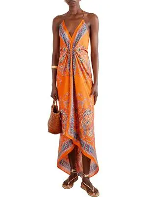 Etro Paisley-Print Silk-Twill Halterneck Maxi Dress Multi