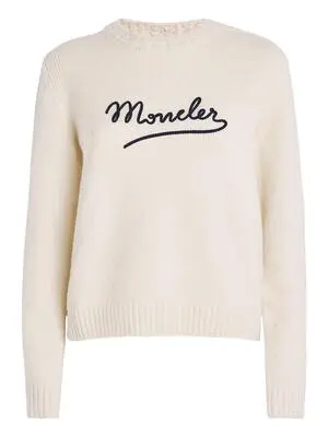 Moncler Cotton-blend Embroidered Sweater - White