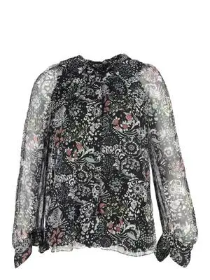 Chloé Floral Print Long-sleeve Blouse - Black
