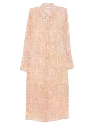 Patrizia Pepe Croco-print Midi Shirt Dress - Pink